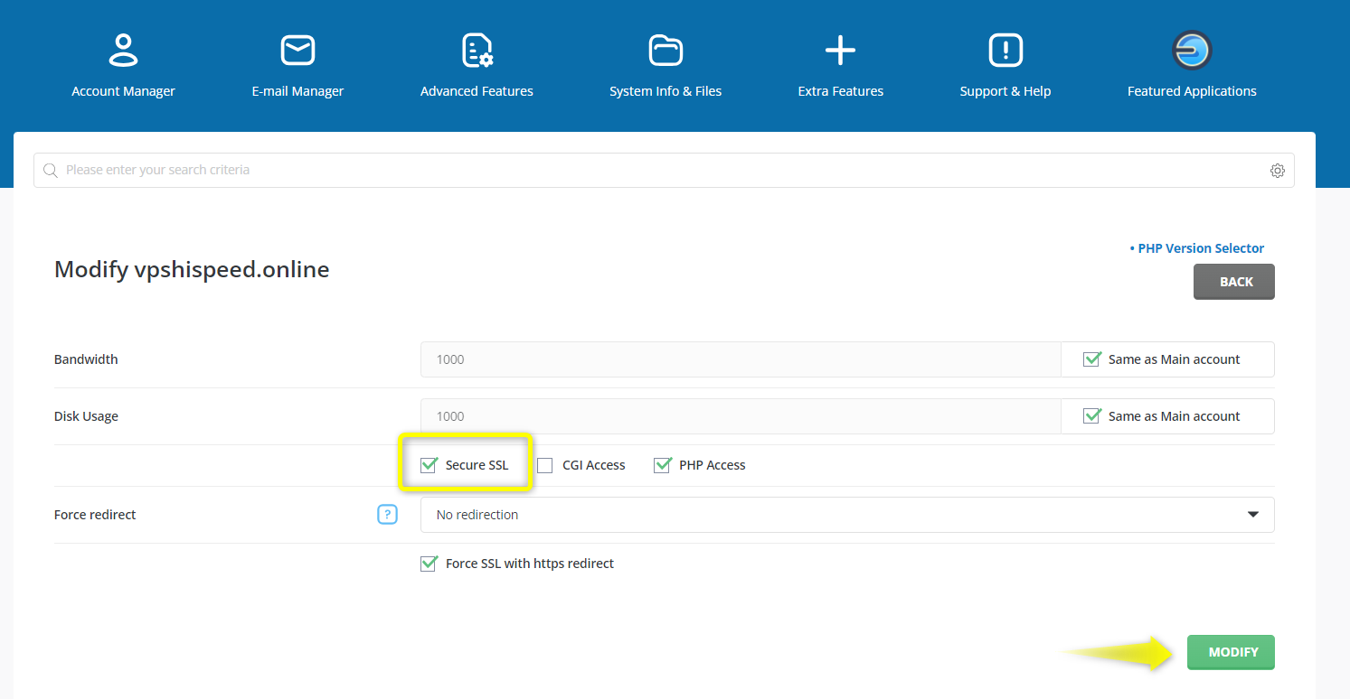 ติดตั้ง SSL ฟรีใน Directadmin - VPS HiSpeed