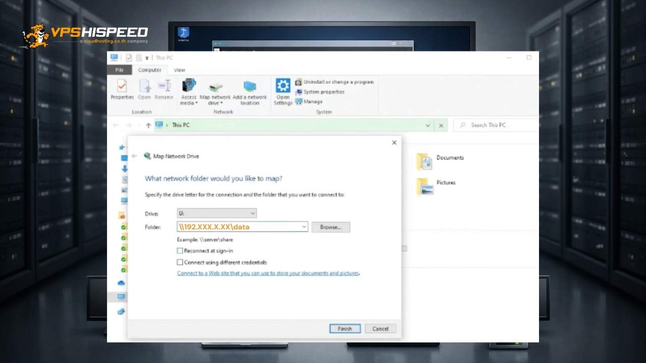 ตั้งค่า File Sharing และ Map Network Drive บน Windows VPS - VPS HiSpeed
